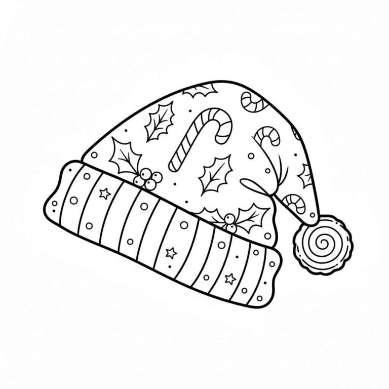 Desenhos de Gorro de Natal para Imprimir e Colorir