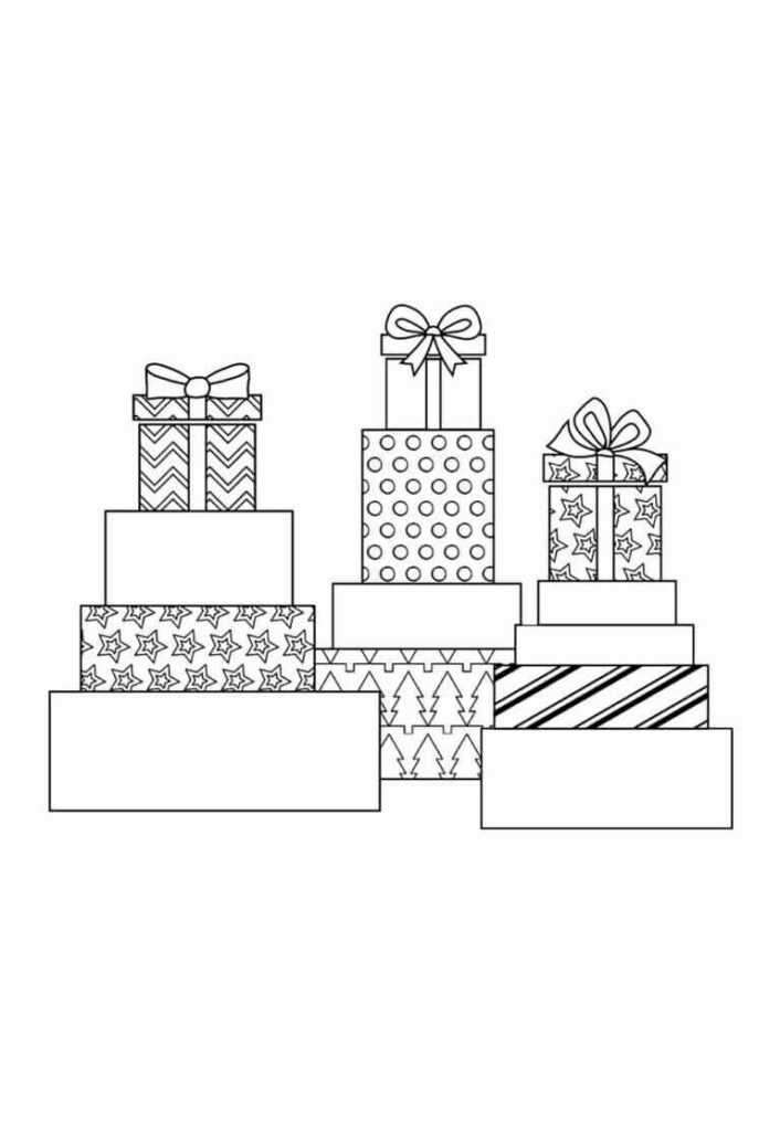 Desenhos de Presentes de Natal para Imprimir e Colorir
